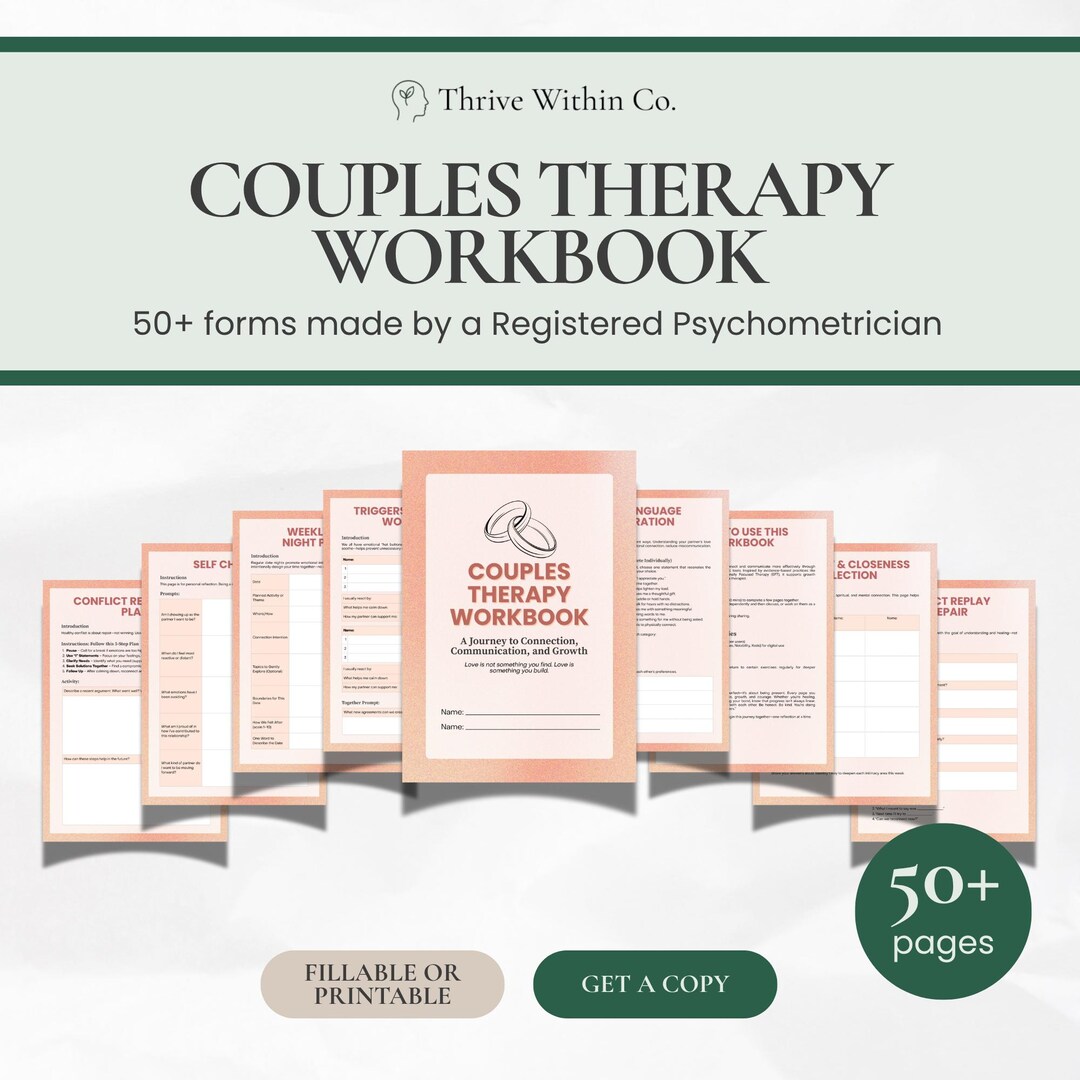 Couples Therapy Workbook PDF | 50+ Printable or Fillable Relationship ...