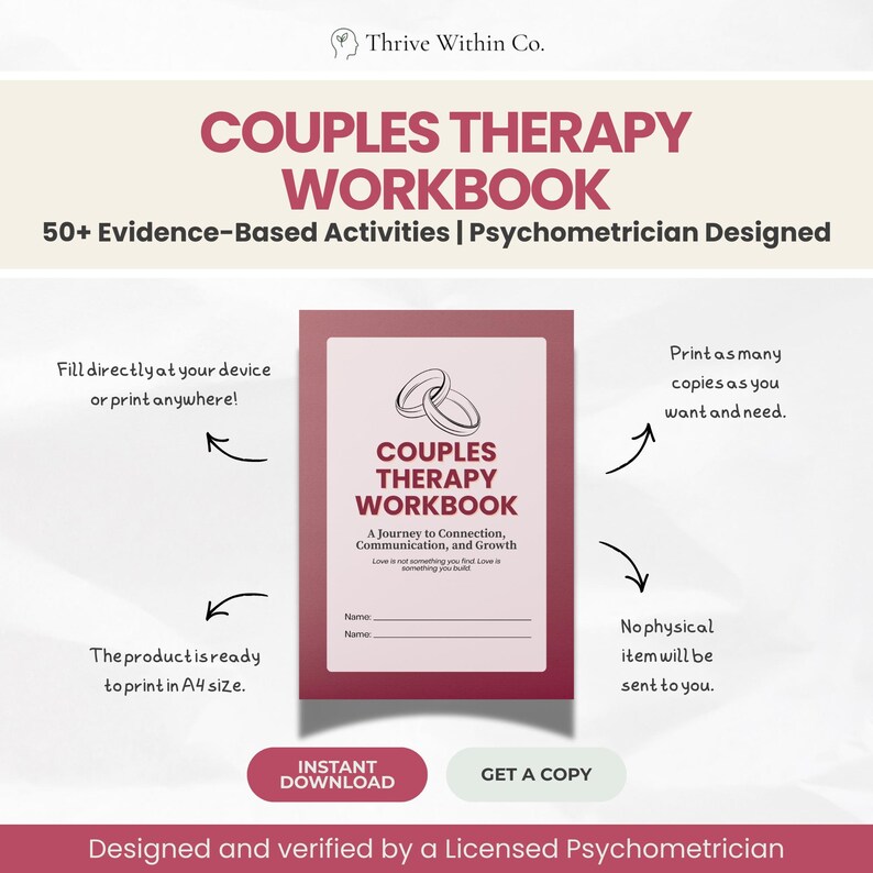 Maroon | Psychometrician Couples Therapy Workbook | 50+ Relationship ...