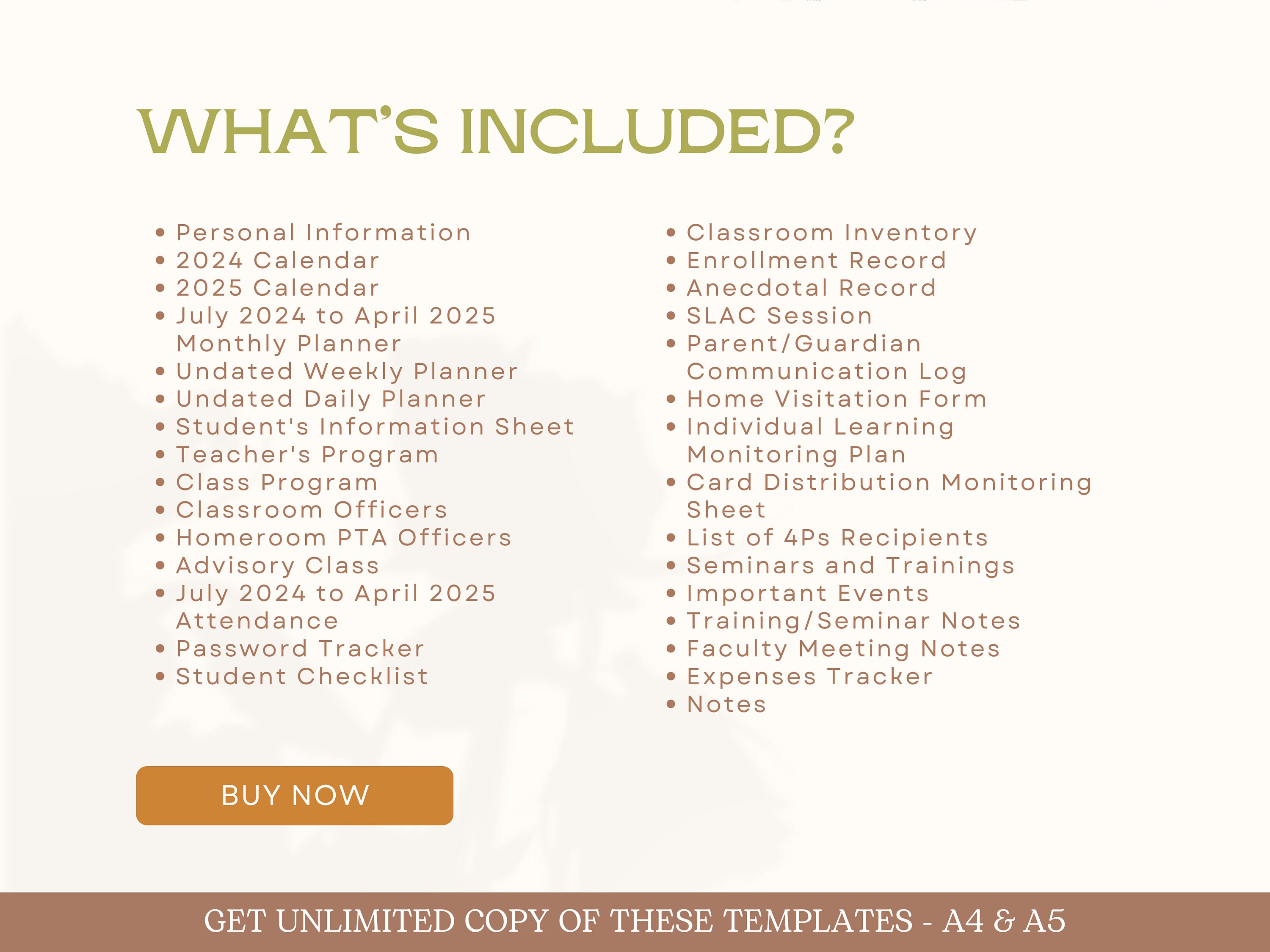 Ultimate 2024-2025 Printable Teacher Planner Aesthetic Peach A4 & A5 ...