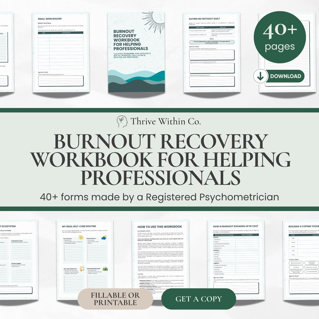 Burnout Recovery Workbook: Self-care Journal for Helping Professionals ...