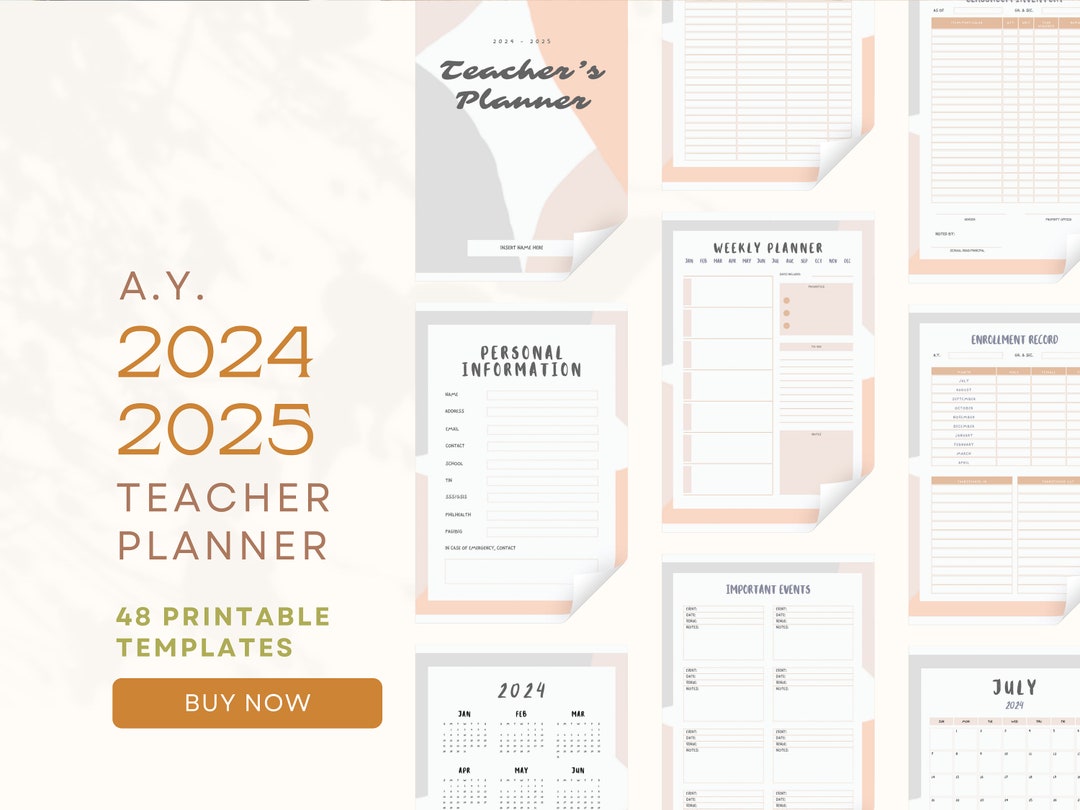 Ultimate 2024-2025 Printable Teacher Planner Aesthetic Peach A4 & A5 ...