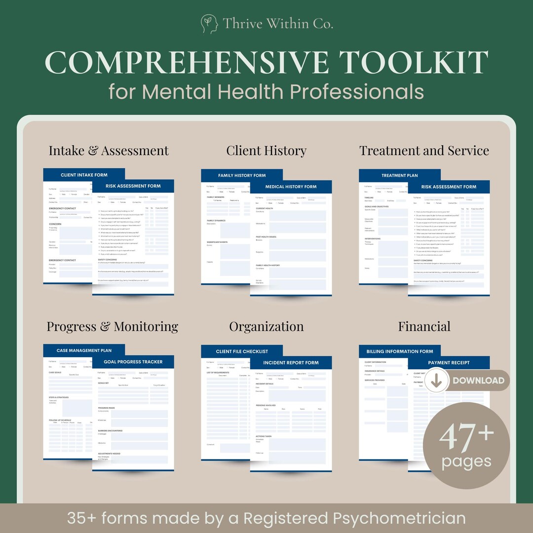 Social Worker Forms Bundle | Client Intake, Treatment Plans & Progress ...