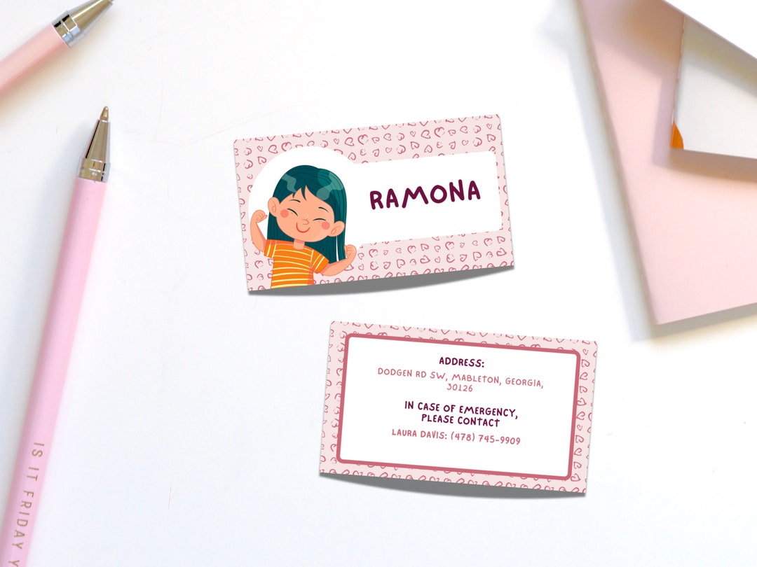 Pink Hearts Classroom Name Tag Template Editable Canva Back to School ...