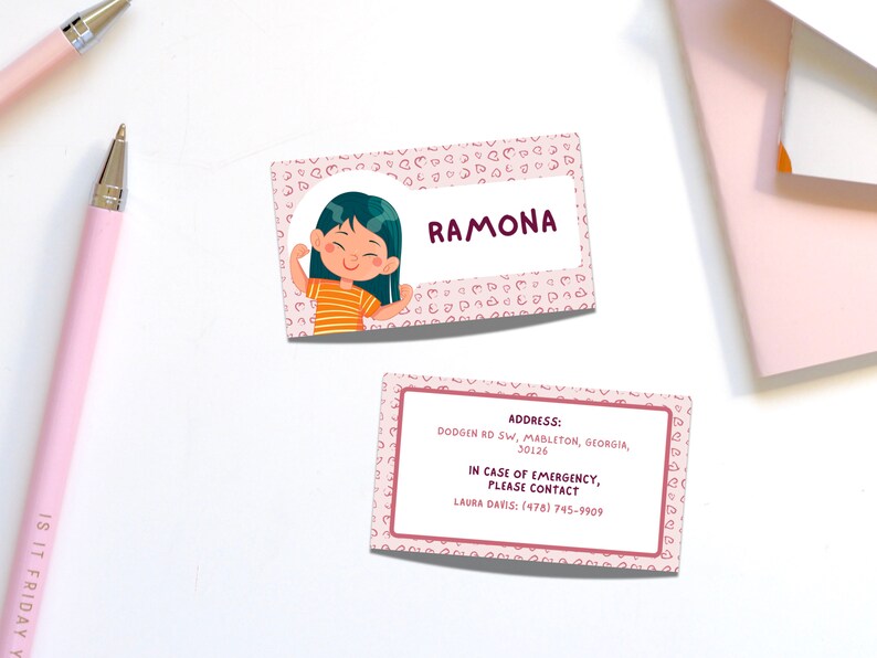 Pink Hearts Classroom Name Tag Template Editable Canva Back to School ...