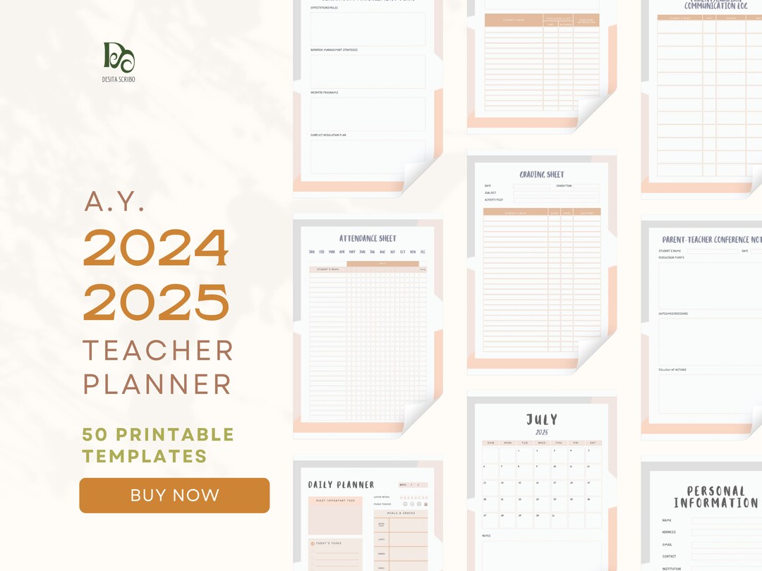 Ultimate 2024-2025 Printable Teacher Planner Aesthetic Peach | A4 & A5 ...