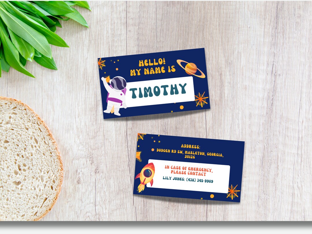 Astronaut Classroom Name Tag Template | Editable Canva Back to School ...