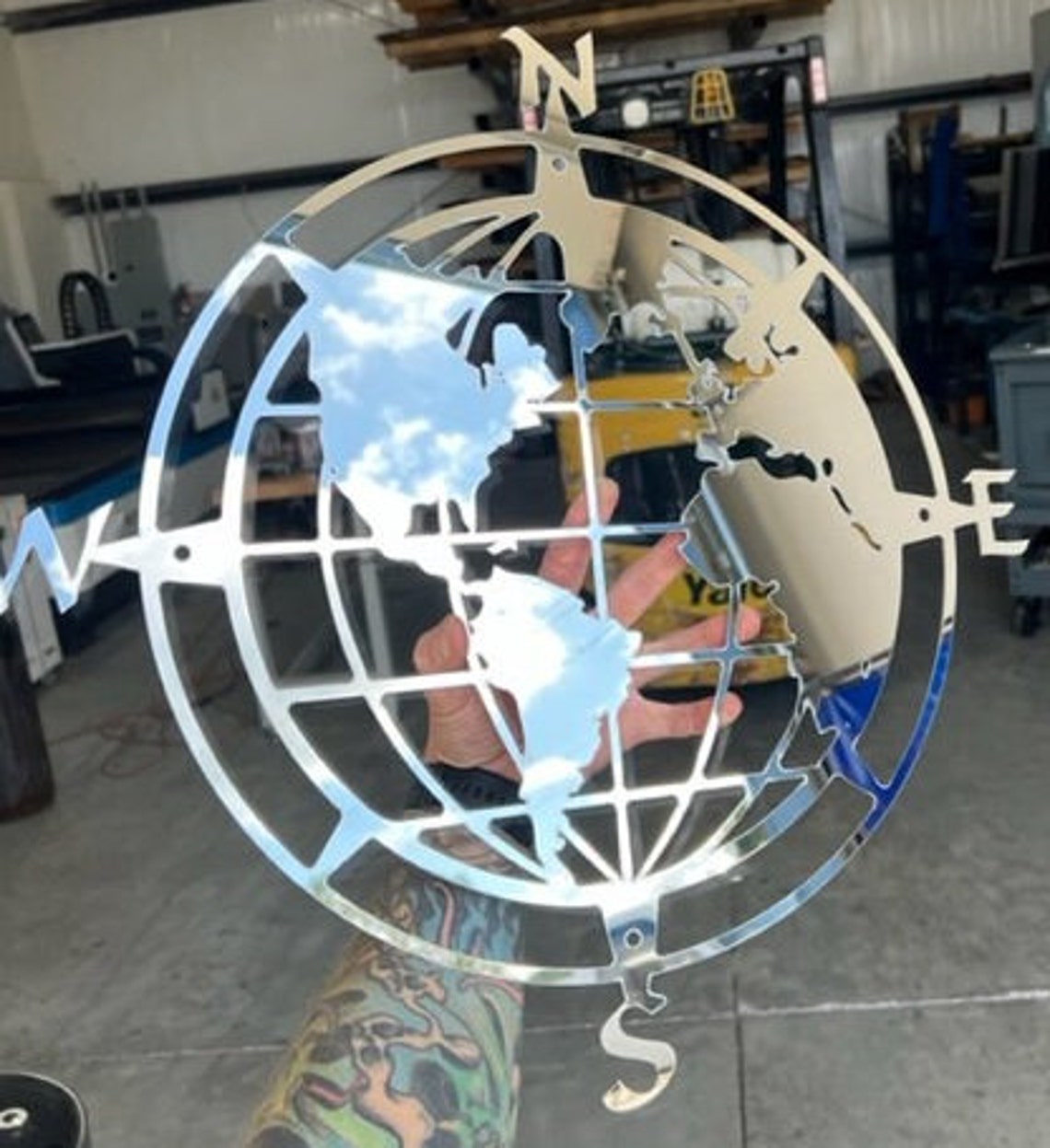 Mirrored Stainless Compass Metal Sign - Etsy
