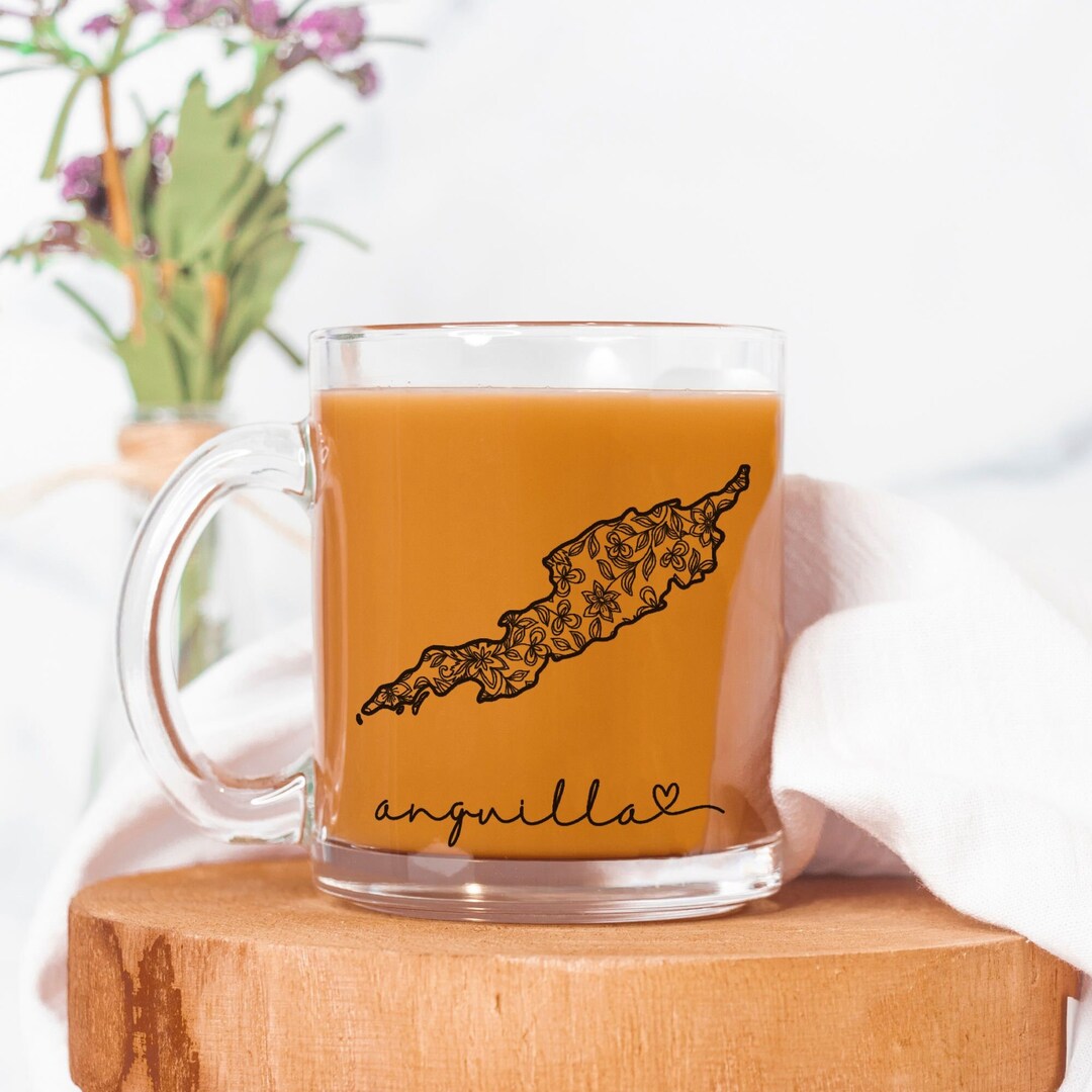Anguilla Mug, Souvenir Gift for Anguillian Mom, Anguilla Glass Coffee ...