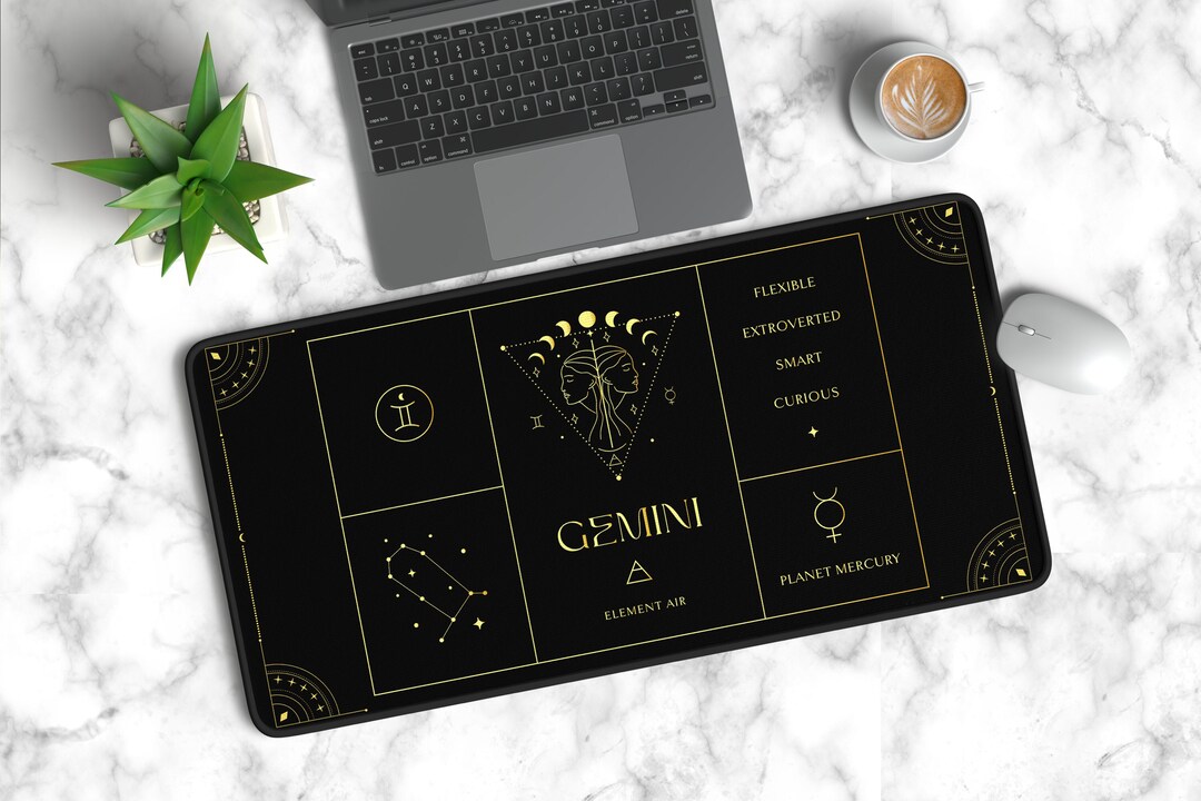 Gemini Astrology Desk Mat, Zodiac Sign Mousepad Gift, Celestial Home ...