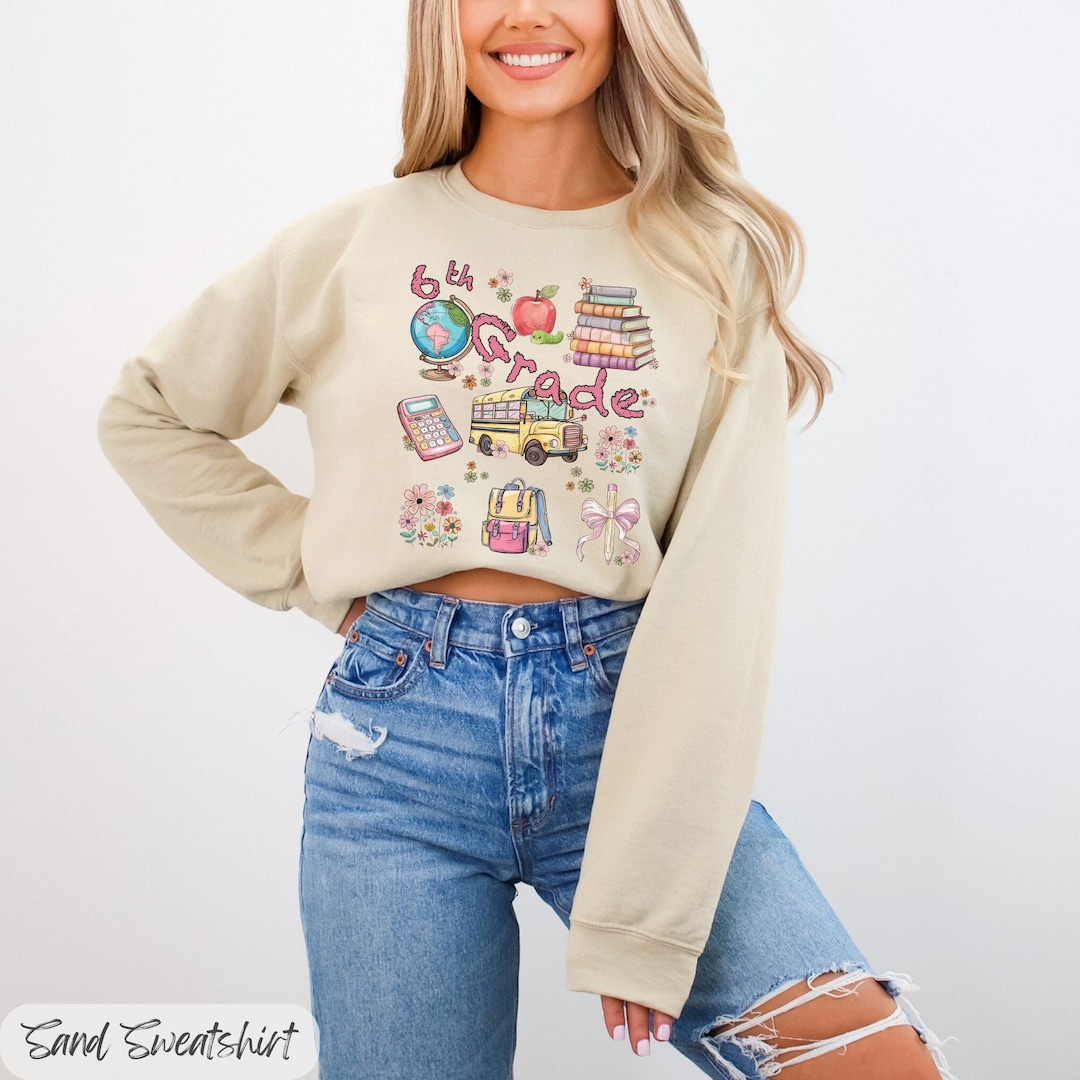 Coquette 6th Grade Sweatshirt, Cute First Day Back to School Hoodie ...