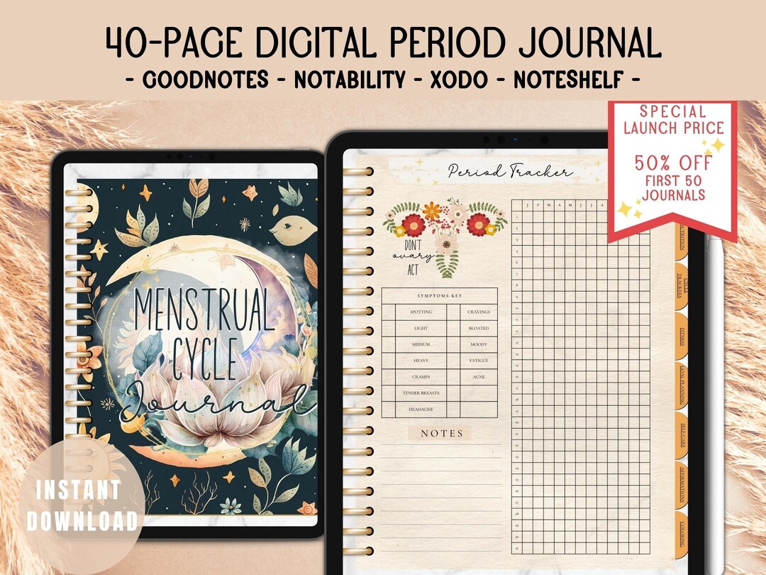 Period Tracker, Menstrual Cycle Tracking Journal, Woman's Cycle Tracker, Cycle Syncing Planner ...