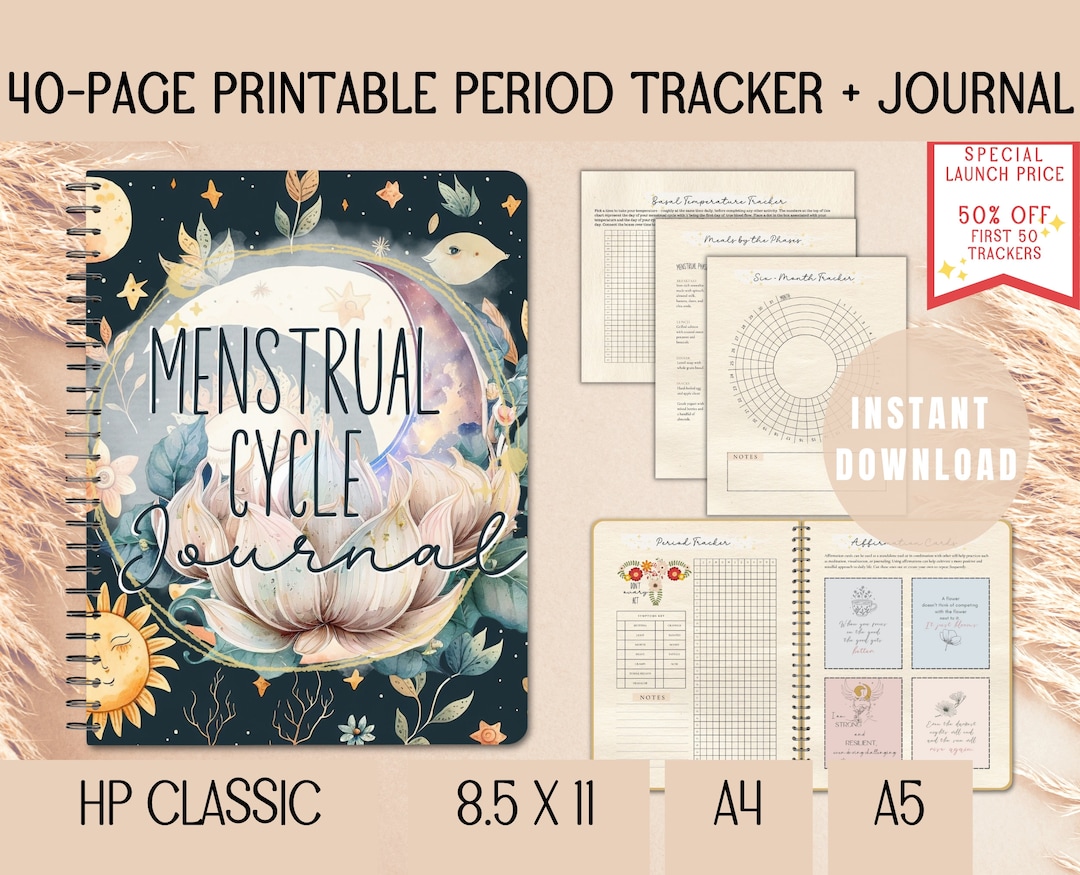 Period Tracker, Menstrual Cycle Tracking Journal, Woman's Cycle Symptom ...