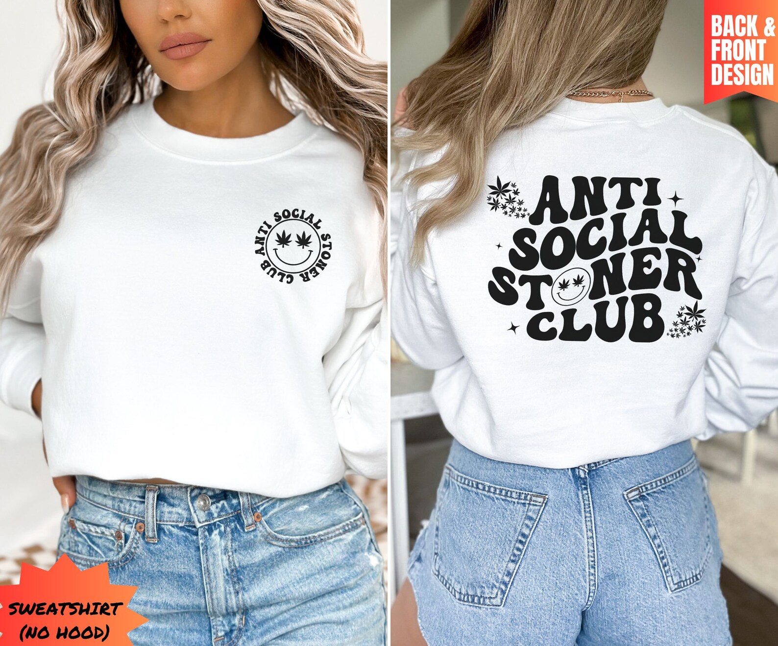 Weed Hoodie, Anti Social Stoner Club Sweatshirt, Unisex Weed Lover ...