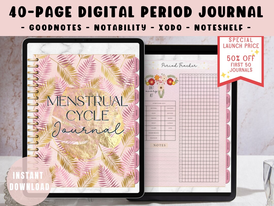 Hyperlinked Period Tracker, Good Notes Menstrual Cycle Tracking Journal ...