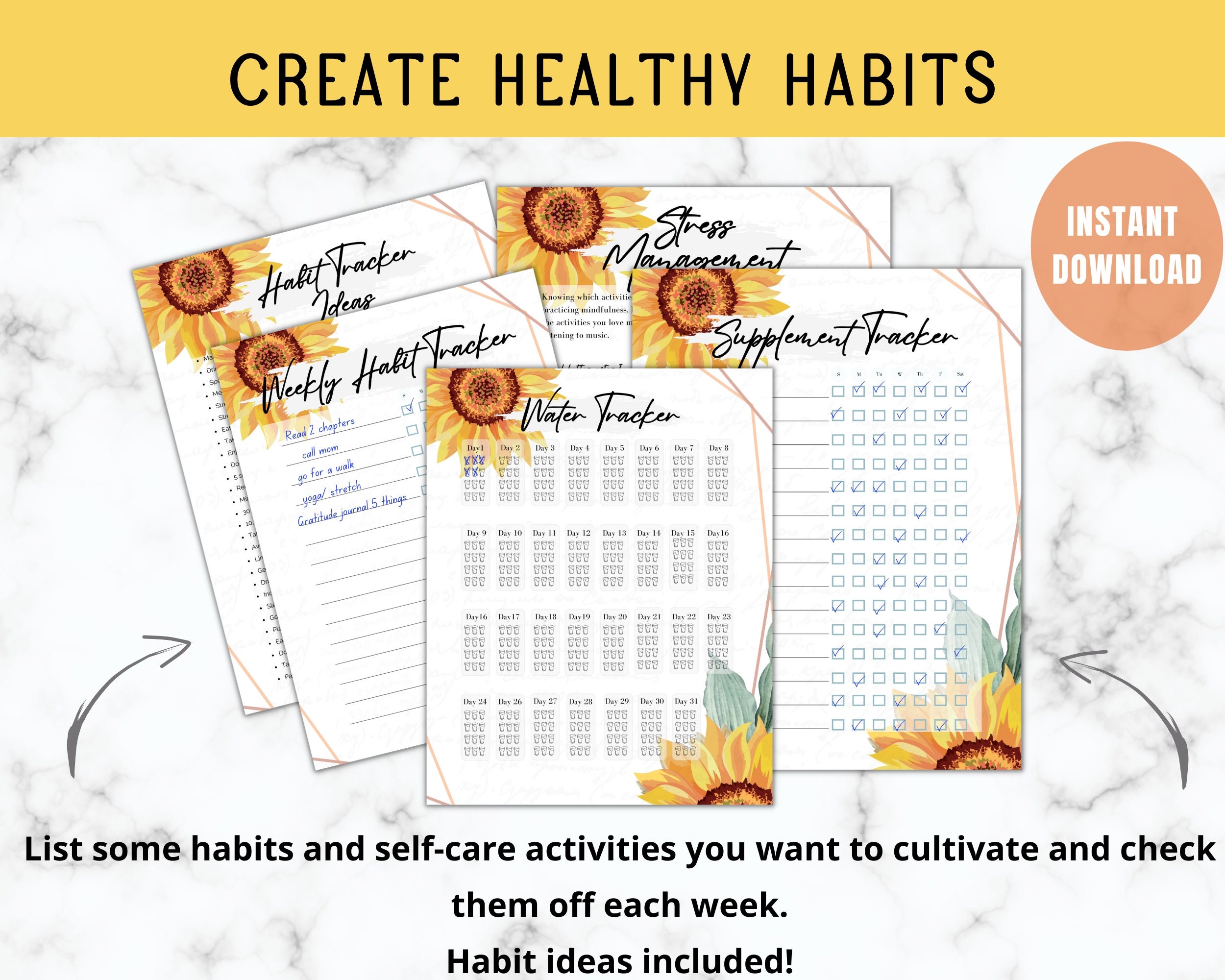 Yellow Weight Loss Tracker Plannerprintable Weight Loss - Etsy
