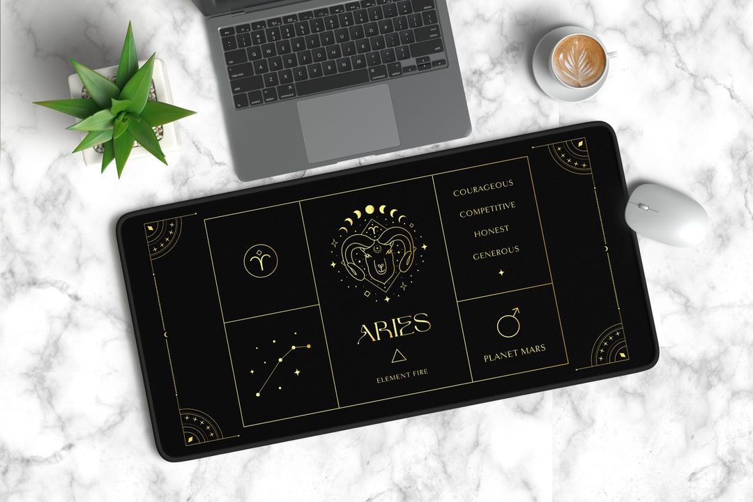 Aries Zodiac Sign Desk Mat, Astrology Mousepad Gift, Celestial Home ...