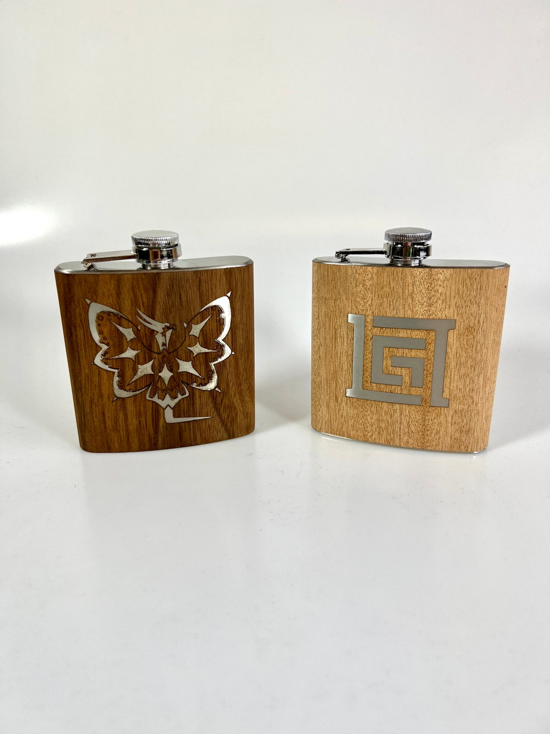 Custom Laser Engraved Wooden Flask - Etsy