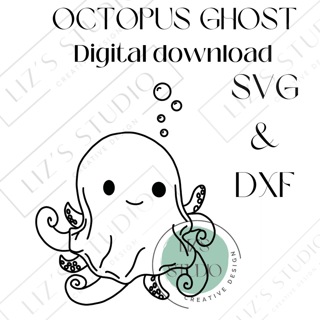 Ghost Octopus Octopus Dressed up as Ghost SVG and DXF Digital - Etsy
