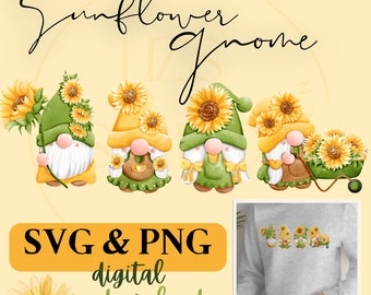 Sunflower Gnome PNG, SVG Digital File - Etsy