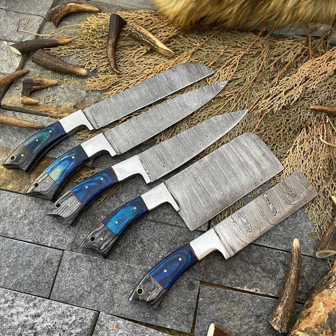 Kitchen Knife Chef Set Damascus Steel Chef Set Handmade Gift for Him ...