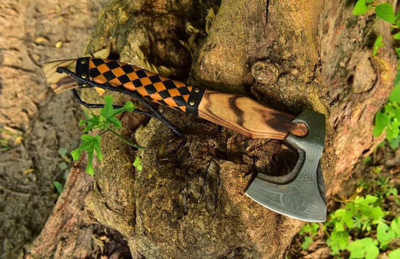 Viking Hand Forged Axe, Christmas Gift, Viking Hatchet Gift for Husband ...