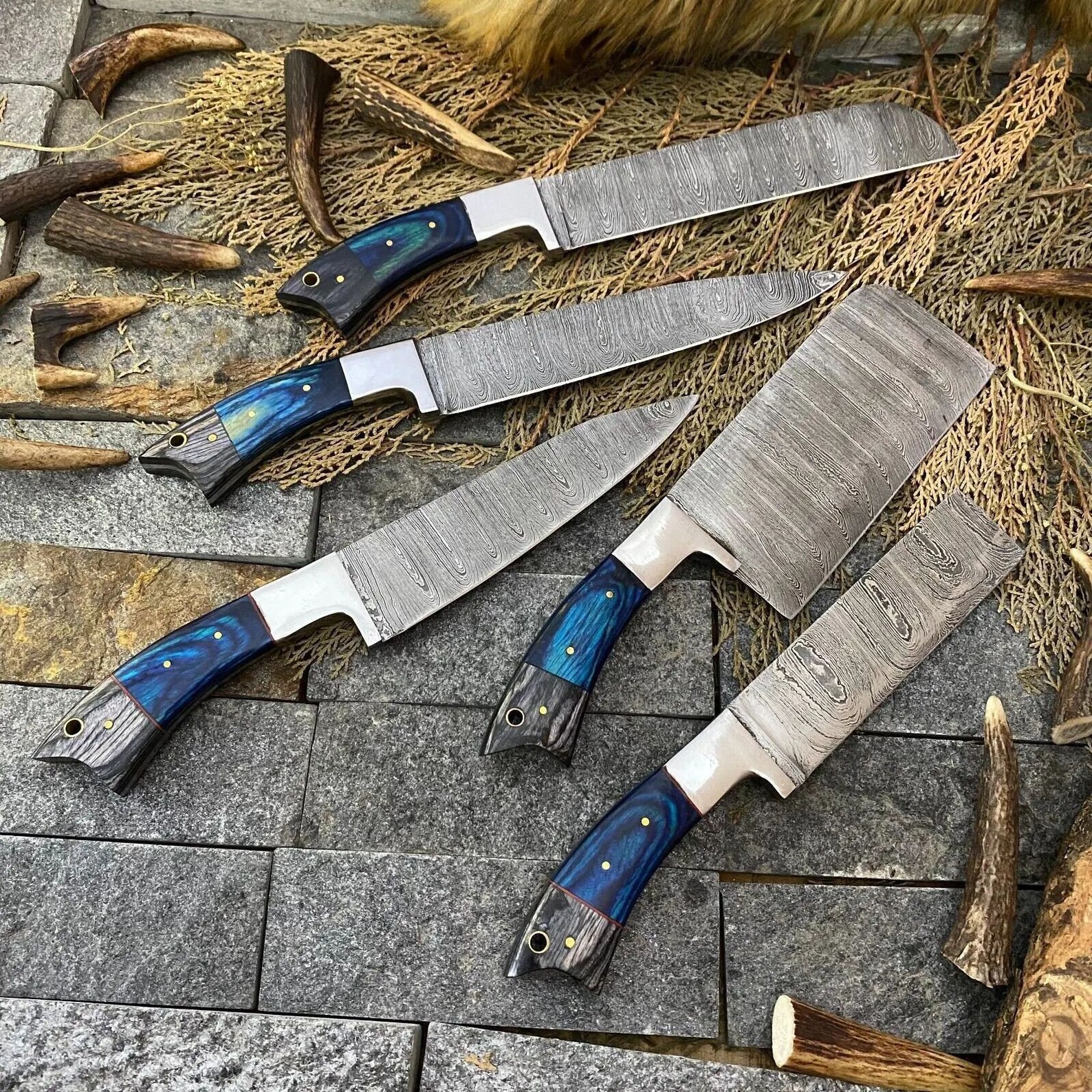 Kitchen Knife Chef Set Damascus Steel Chef Set Handmade Gift for Him ...