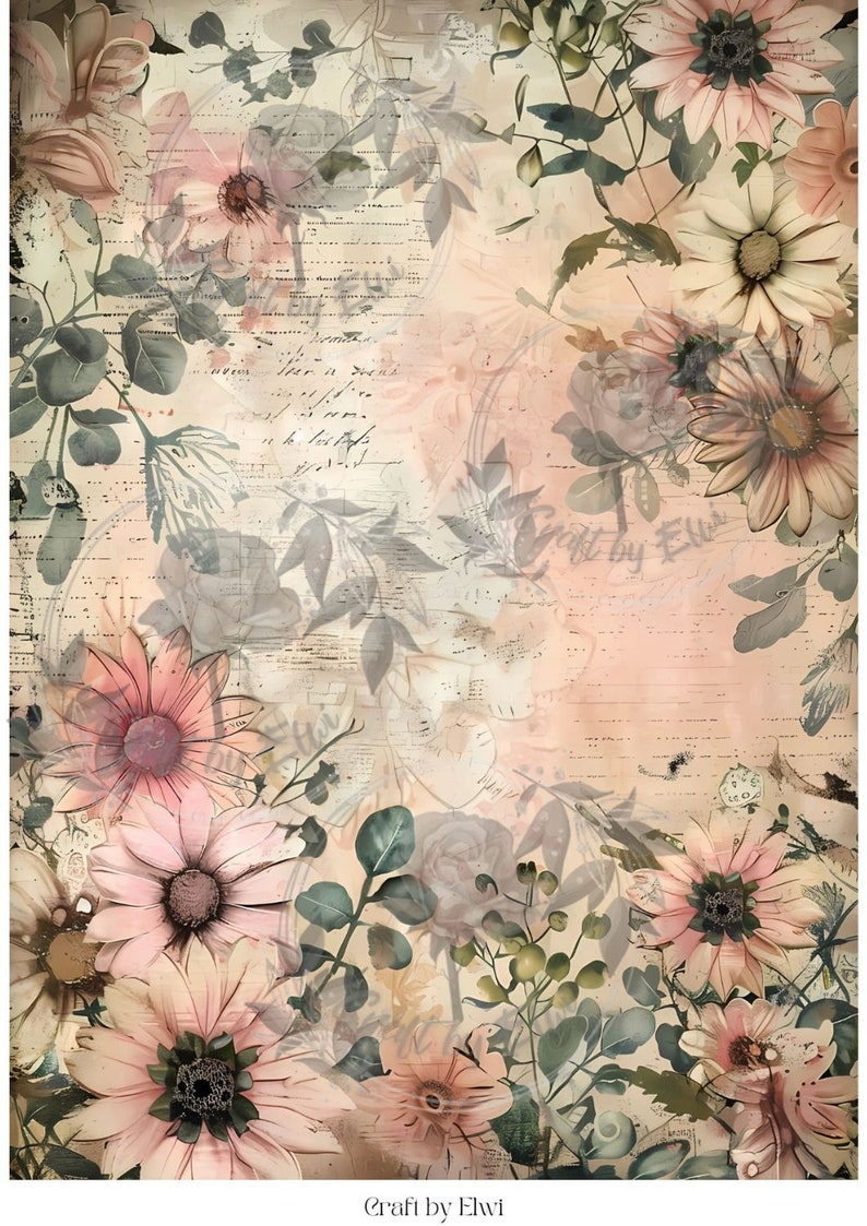 Pastel Flowers Background Digital Paper,decoupage Digital,printable ...