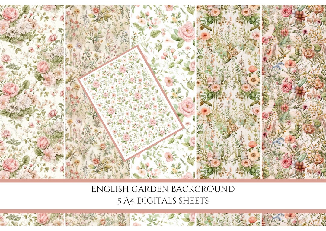 English Garden Background Digital Paper,decoupage Digital,printable ...