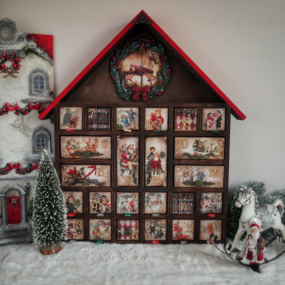 Advent Calendar House,wooden House With Rocking Horse ,christmas ...