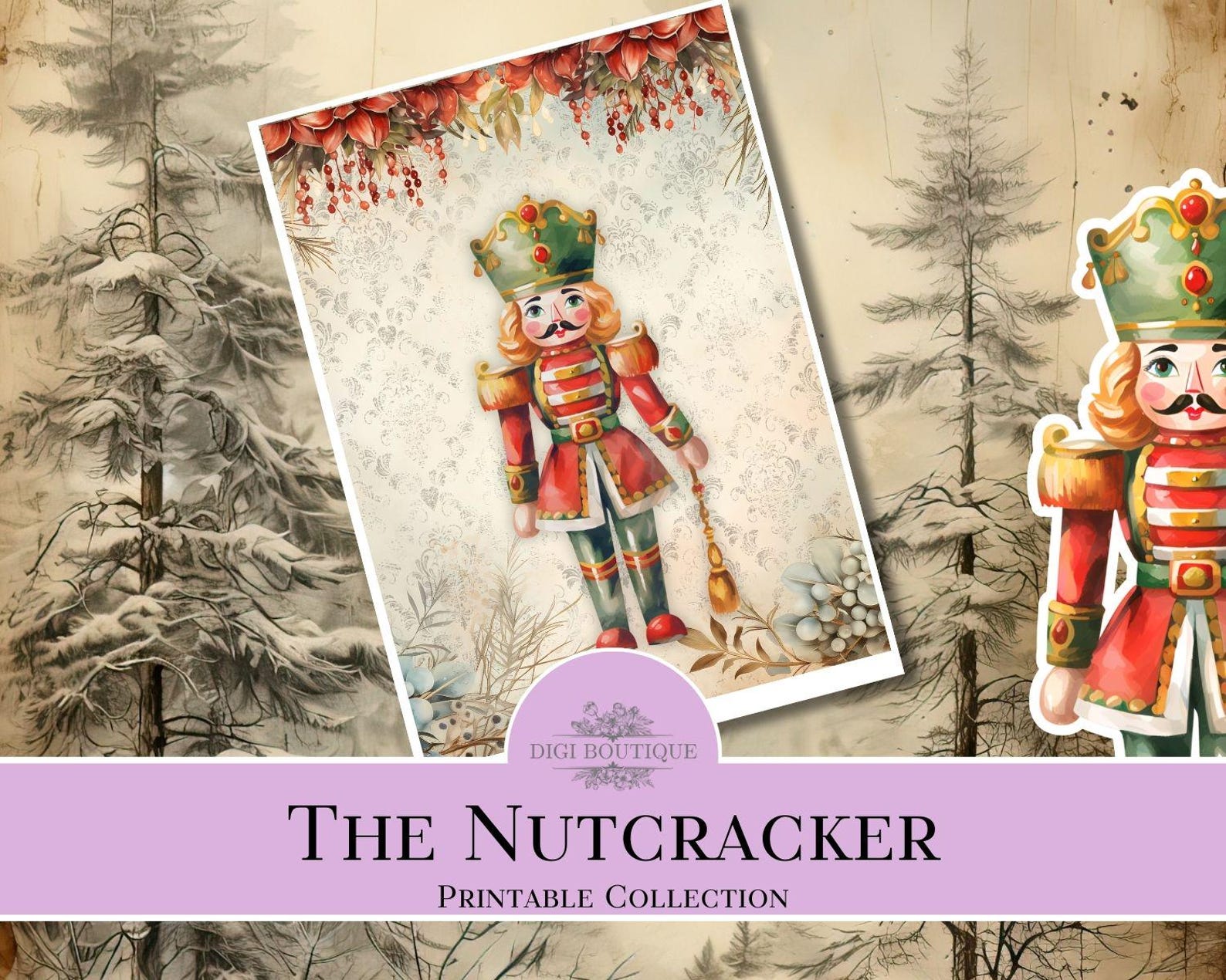 The Nutcracker Digital Paper,vintage Christmas Soldier Printable File ...