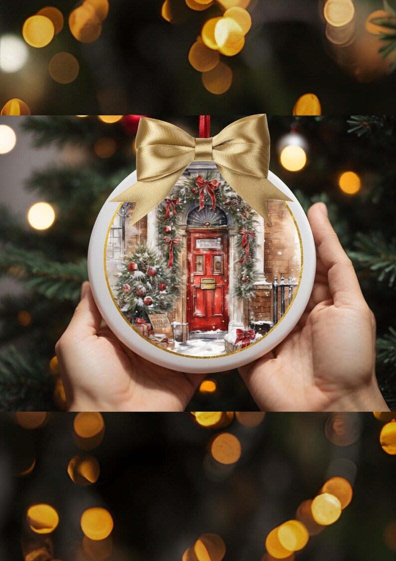 Festive Old Red Door Instant Download Paper,printable Christmas Round ...