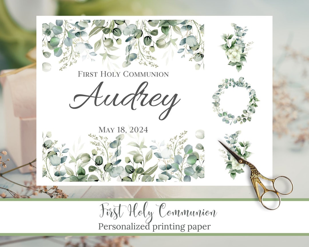 Customized Printable Paper First Holy Communion,download Flowers File ...
