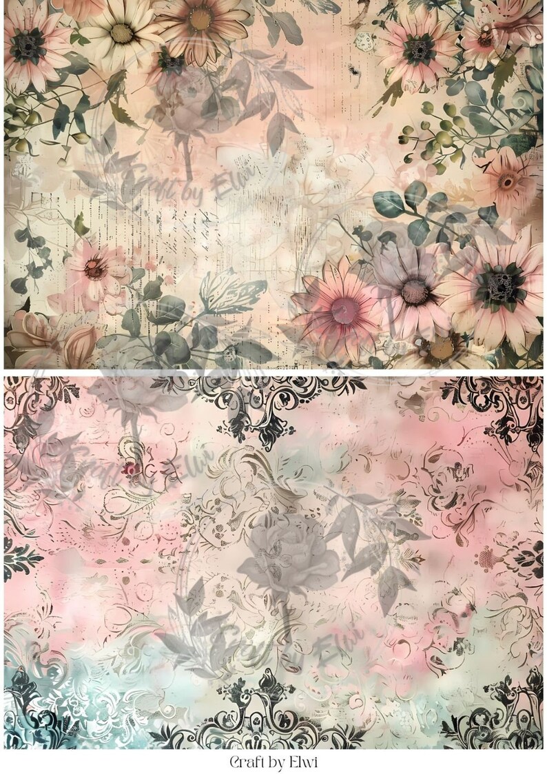 Pastel Flowers Background Digital Paper,decoupage Digital,printable ...