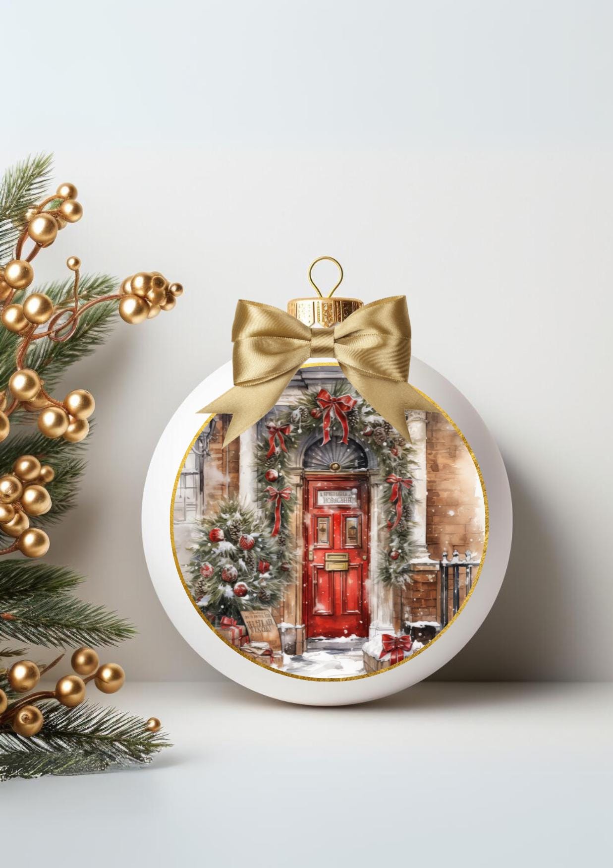 Festive Old Red Door Instant Download Paper,printable Christmas Round ...