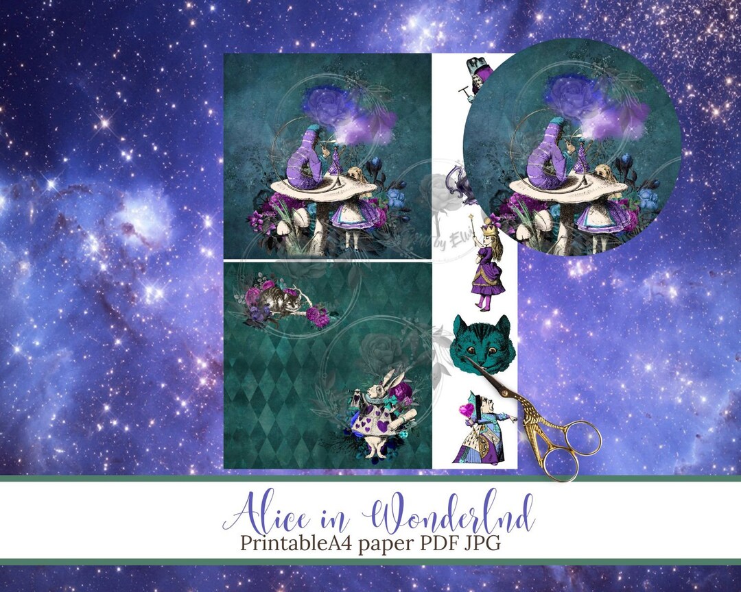 Alice in Wonderland Decoupage Paper,digital Printable A4 Sheet,diy ...