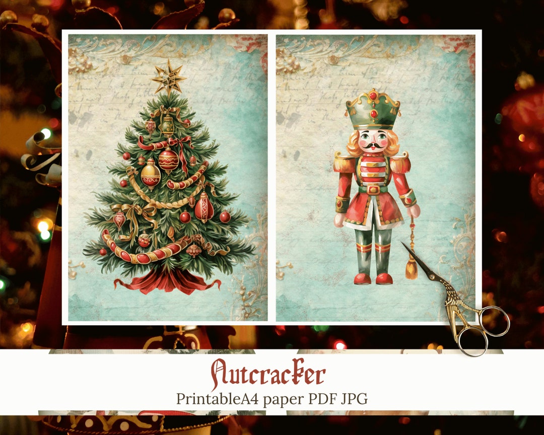 Nutcracker Printable A4 Sheetvintage Christmas Styledigital - Etsy