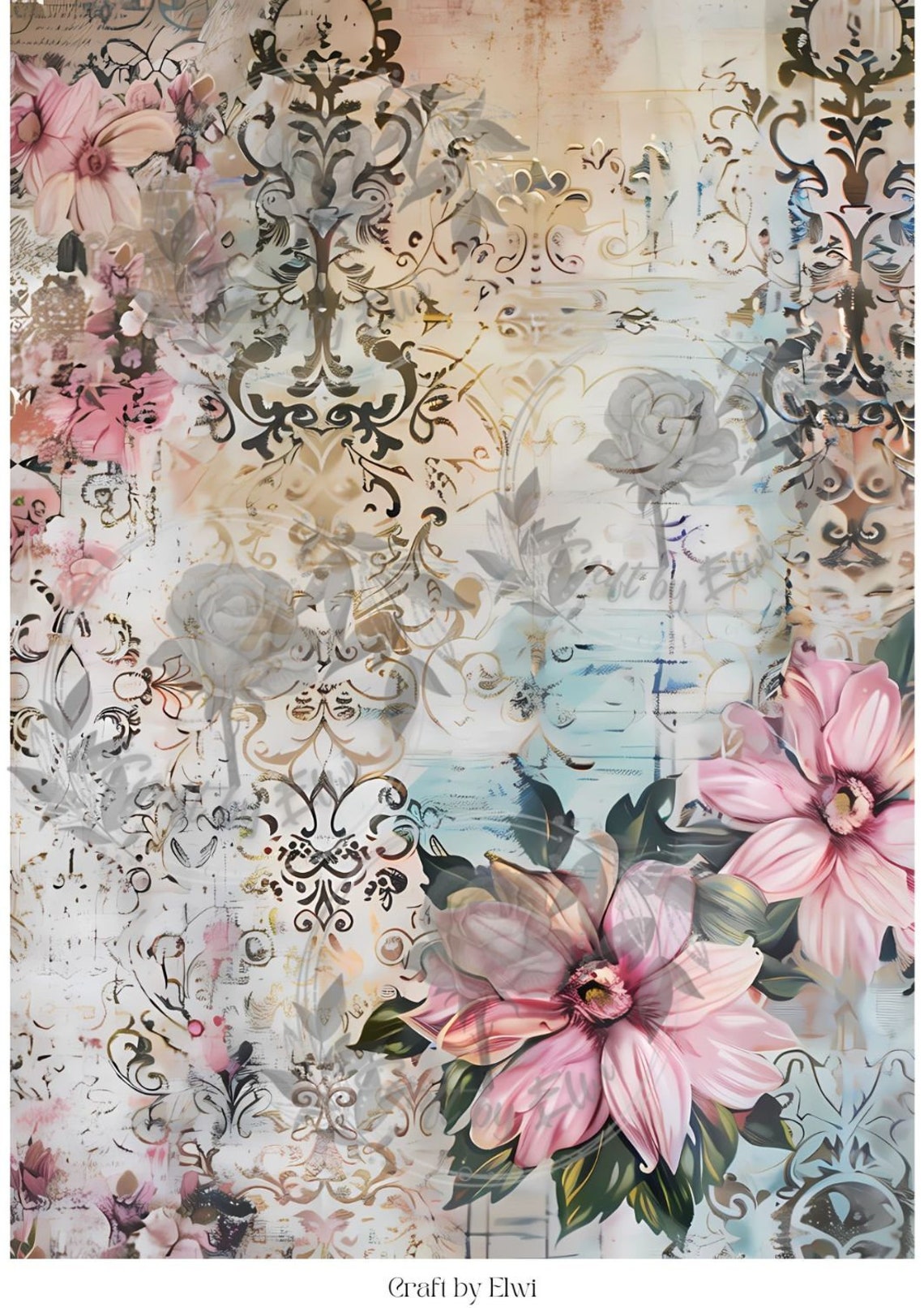 Pastel Flowers Background Digital Paper,decoupage Digital,printable ...