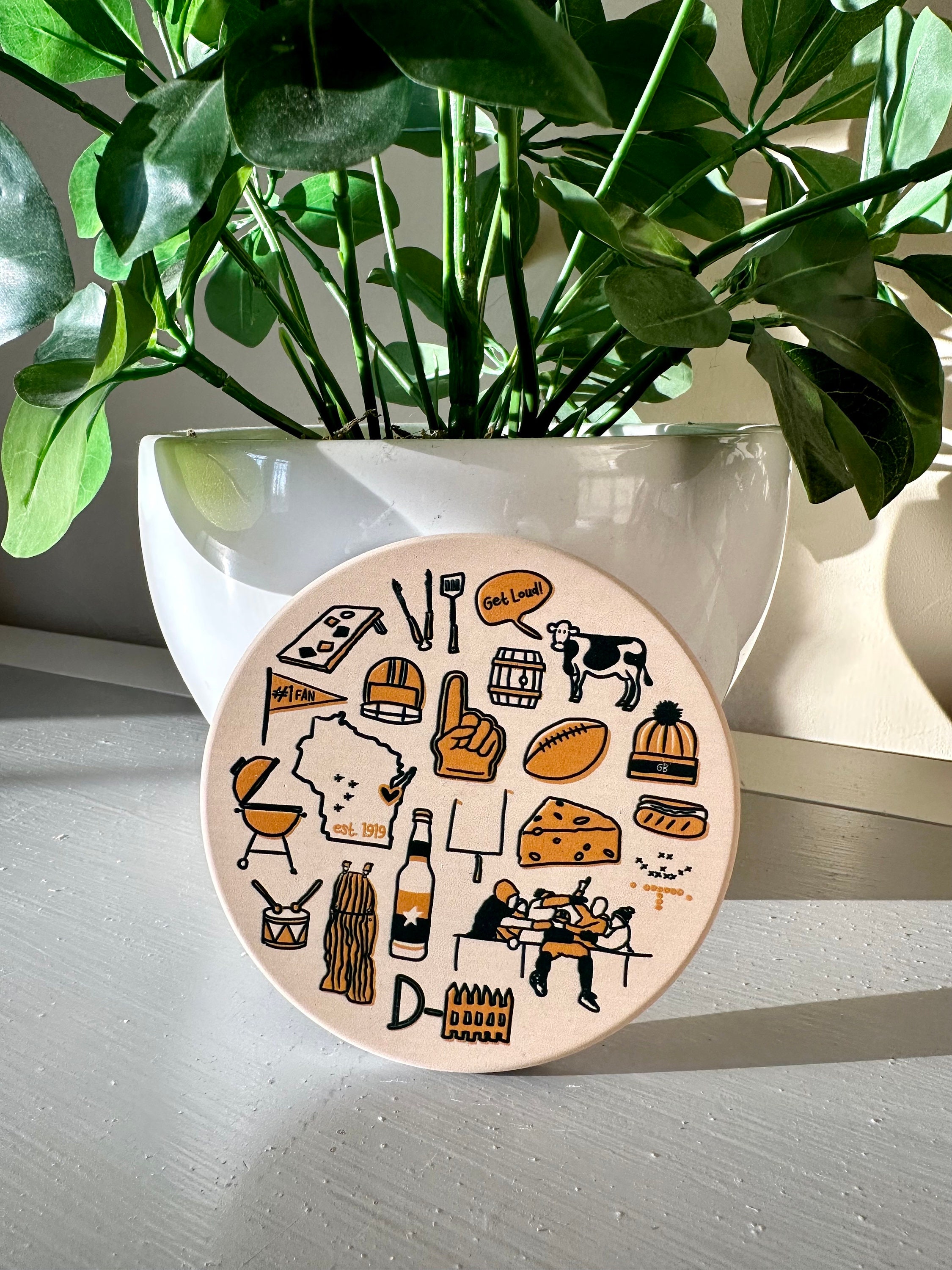 Green Bay Packers Ceramic Coasters set of 4 - Etsy