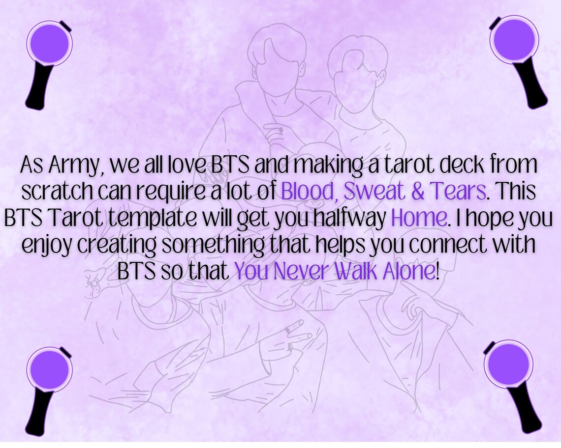 BTS Tarot Card Canva Template Design \\ Editable Printable Digital ...