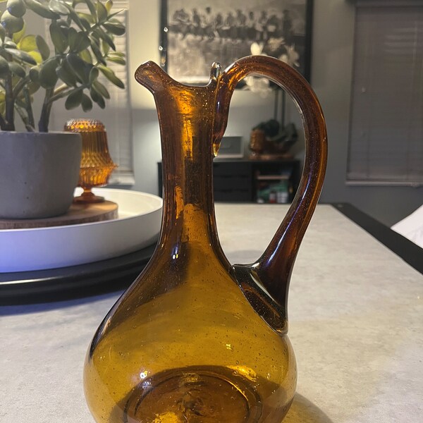 Amber Glass Jug With Handles - Etsy
