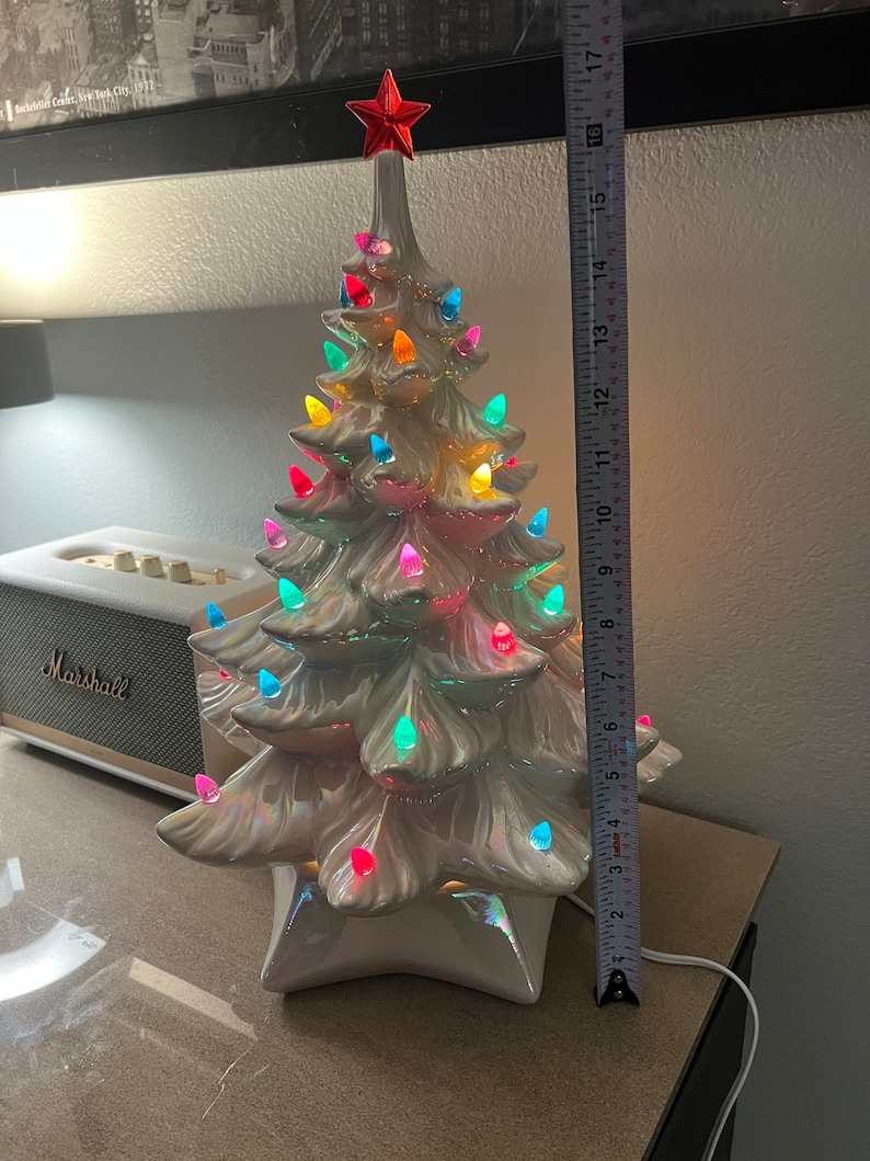 Stunning Vintage Iridescent Ceramic Christmas Tree With Colored or ...