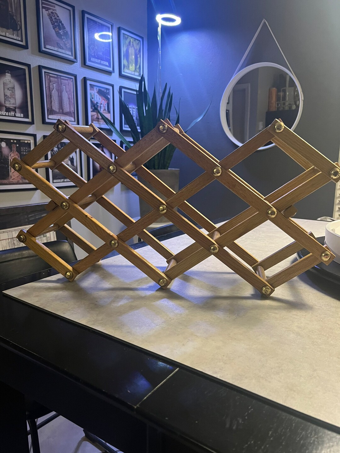 Vintage Wood Accordion Win Rack Storage Display, Folding Wine Rack - Etsy