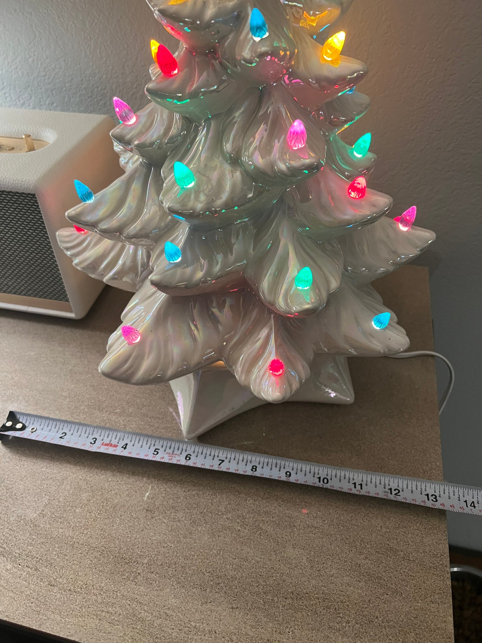 Stunning Vintage Iridescent Ceramic Christmas Tree With Colored or ...