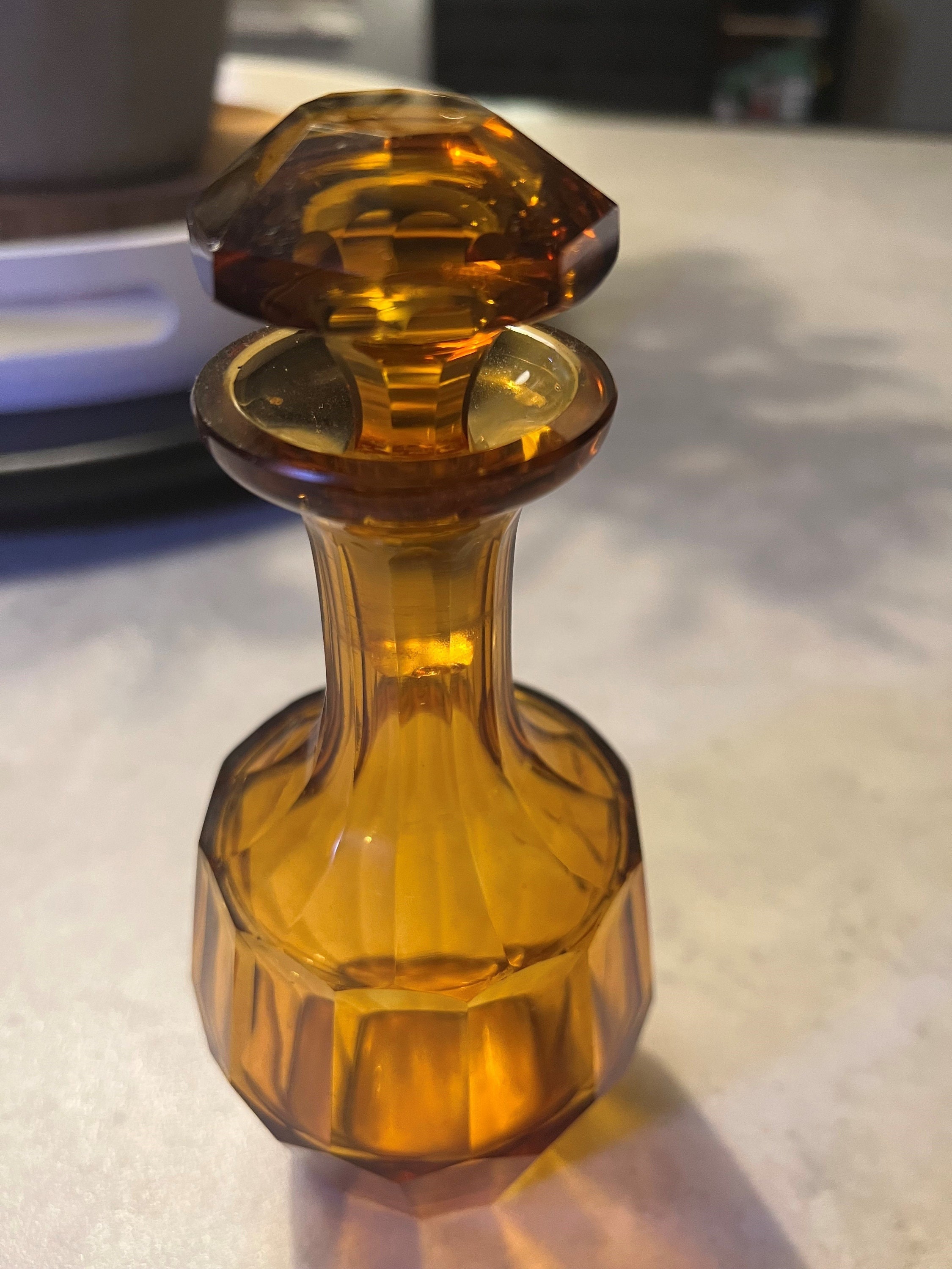 Art Deco Amber Crystal Perfume Decanter From 1930's - Etsy