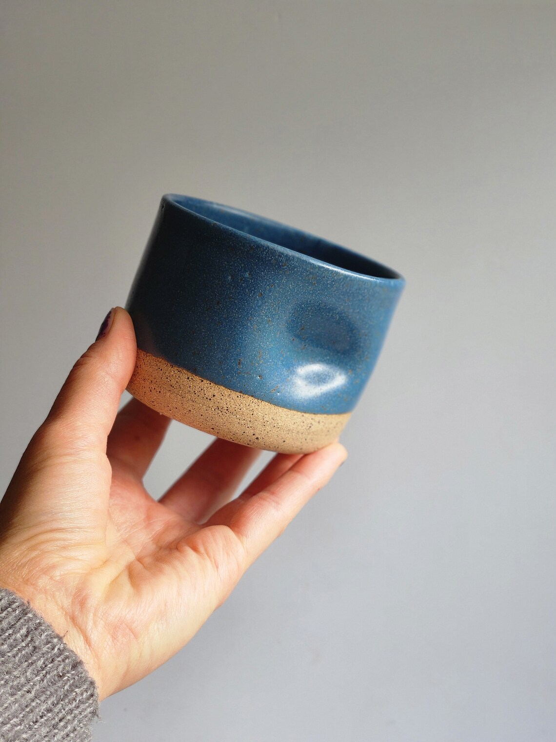 Shades of Blue Modern Ceramic Short Thumbprint Pinch Dimple Cup Tumbler ...