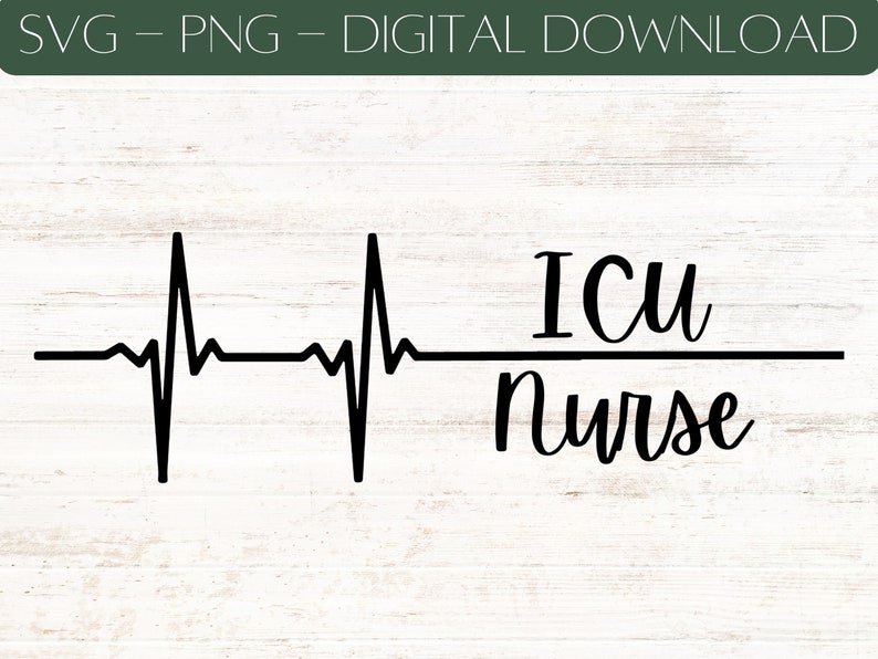 ICU Nurse ECG Calligraphy SVG Png Cut File Vector for Cricut - Etsy