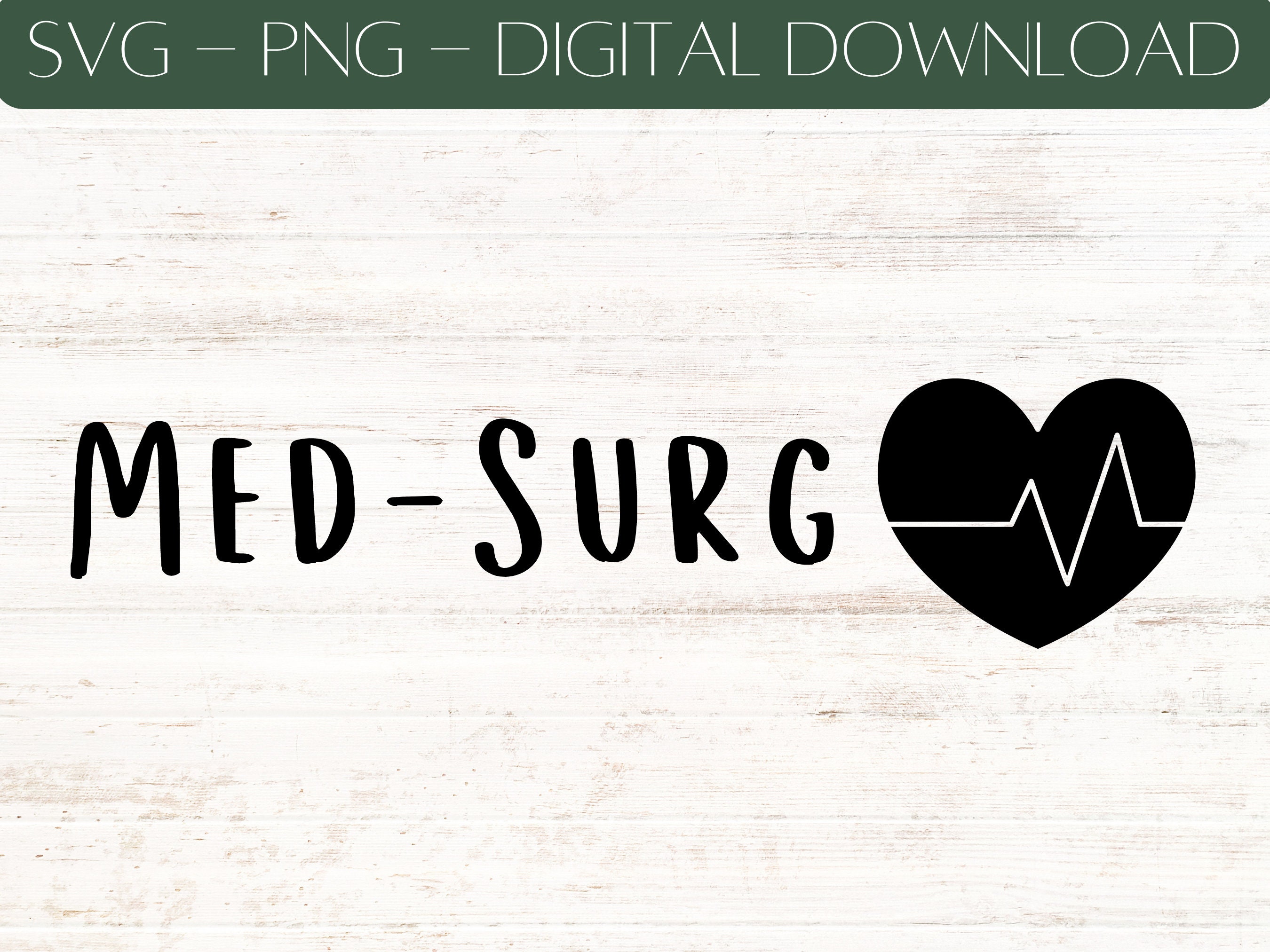 Med Surg Nurse Heart ECG Simple Cute SVG PNG Cut File Vector for Cricut ...