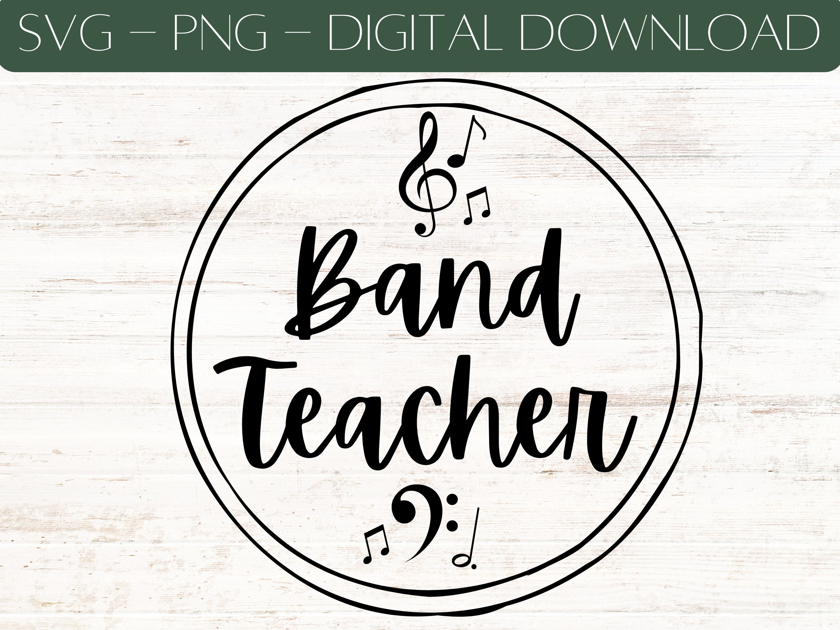 Band Teacher Music Notes Calligraphy SVG PNG Cut File Vector for Cricut ...