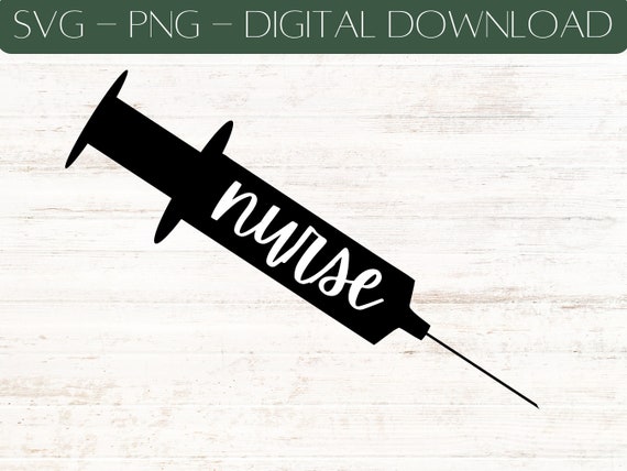 Nurse Syringe Calligraphy SVG PNG Cut File Vector for Cricut - Etsy