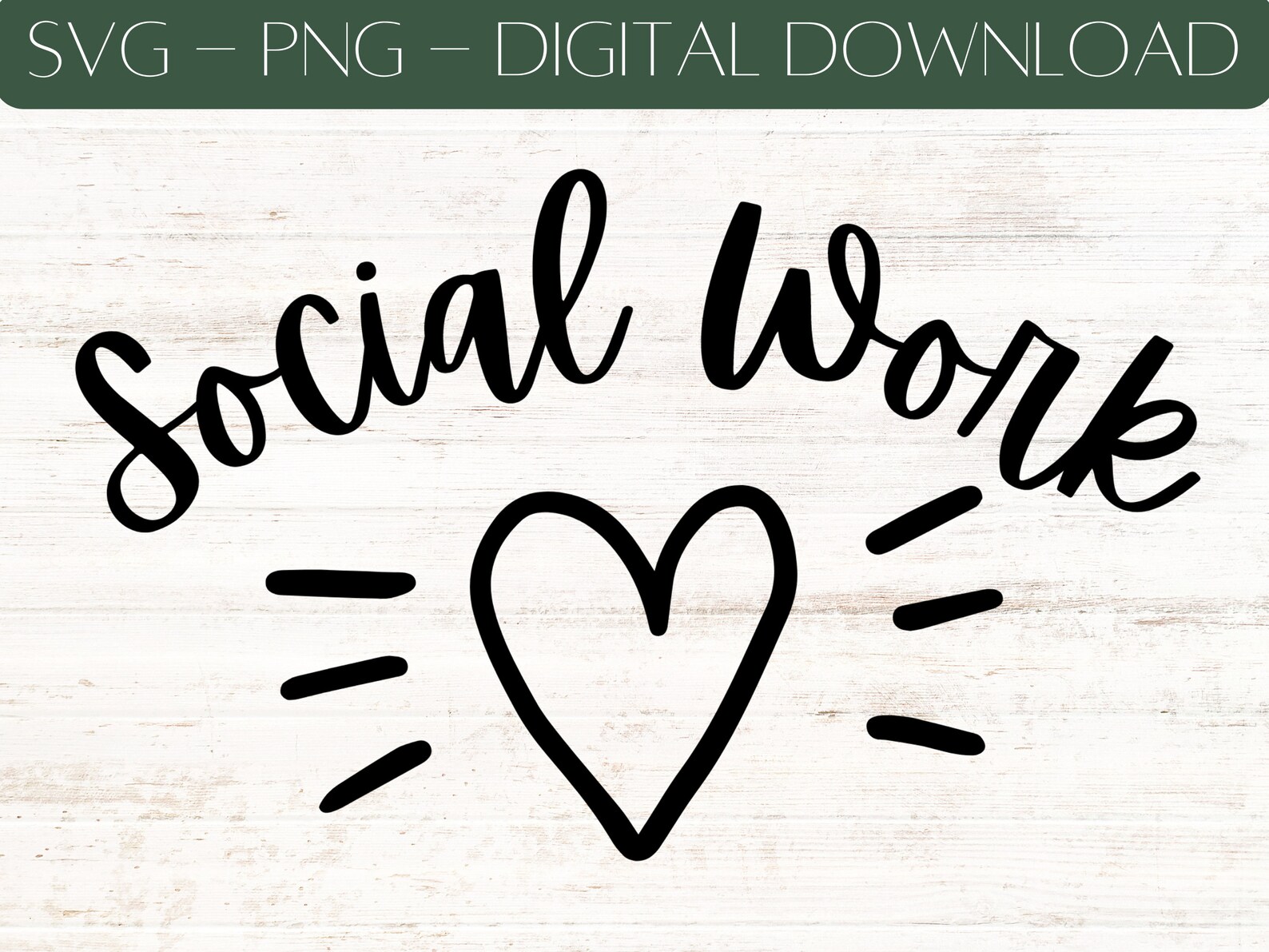 Social Work Calligraphy Heart SVG PNG Cut File Vector for Cricut, Clip ...